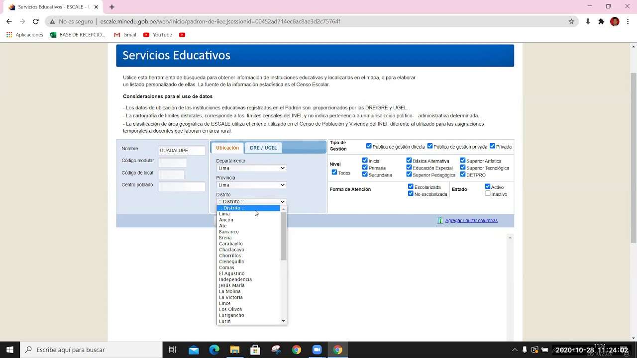 ¿Cómo saber el código modular de un colegio estatal y particular?