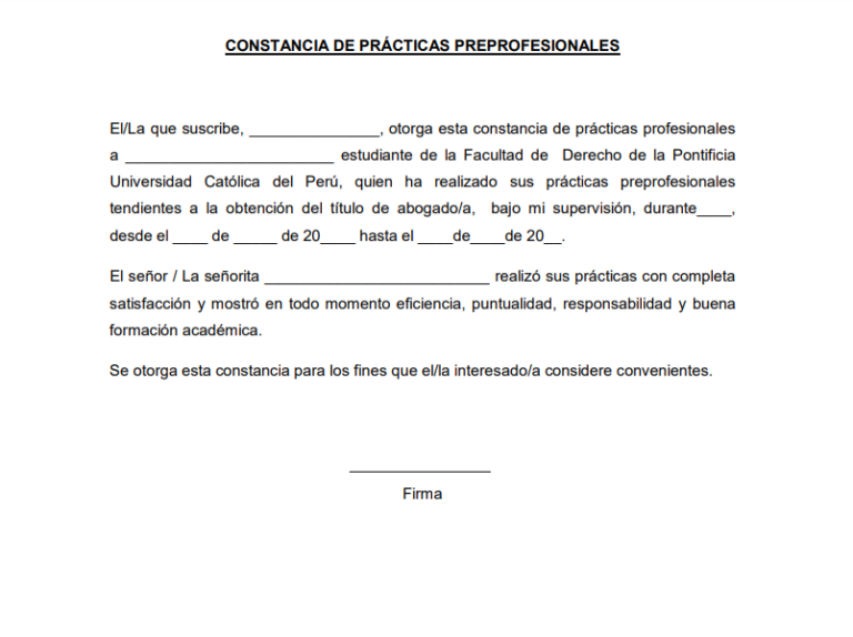 Modelo De Constancia De Prácticas Pre Profesionales 【PDF】
